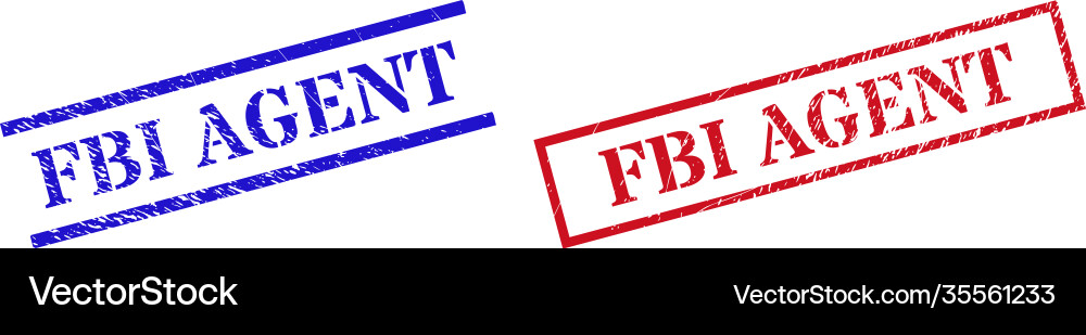 Fbi agent textured scratched stamp seals with Vector Image