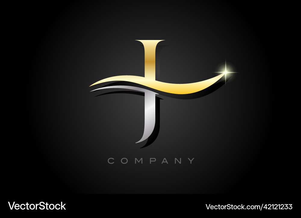Gold grey alphabet letter logo design creative Vector Image