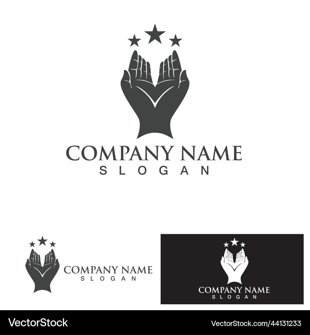 Hand hope logo and symbol template Royalty Free Vector Image