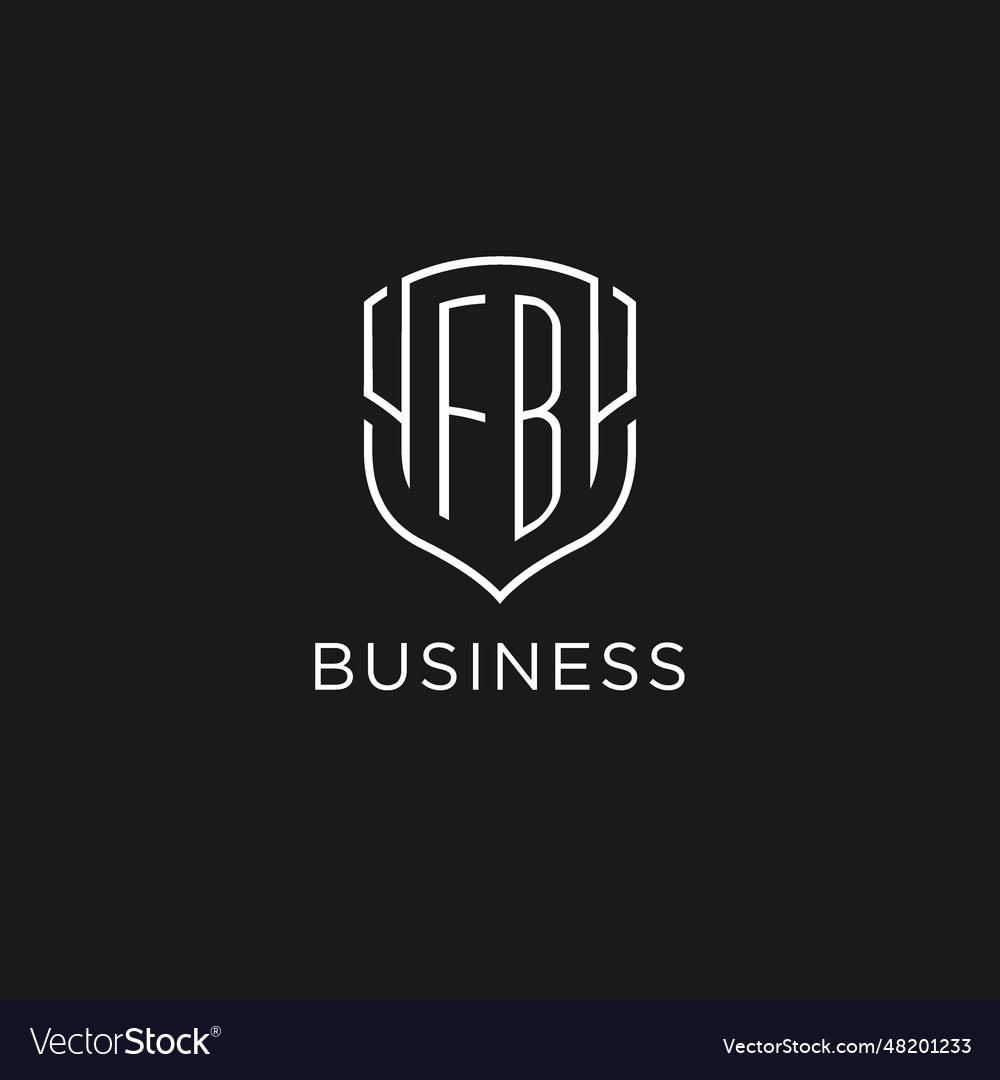 Initial fb logo monoline shield icon shape with Vector Image