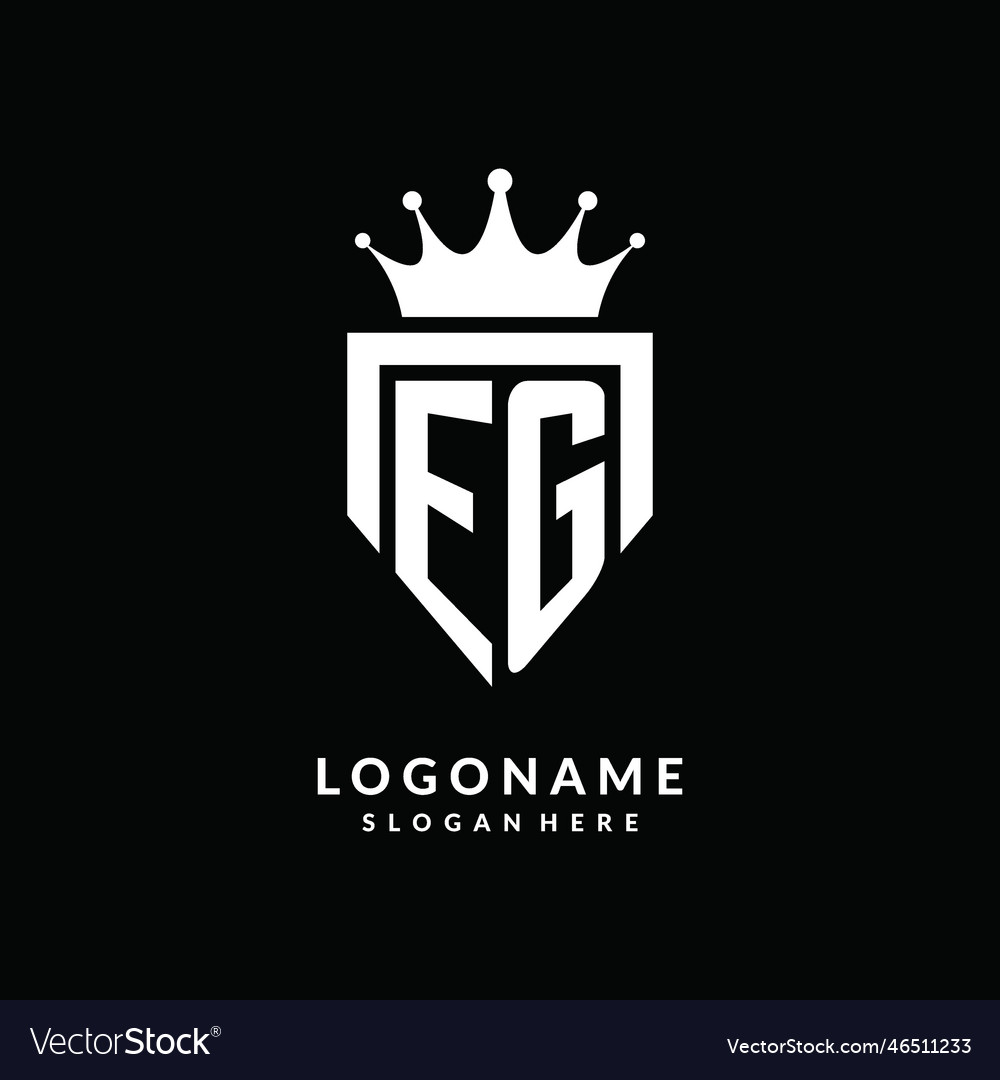 Letter eg logo monogram emblem style with crown Vector Image