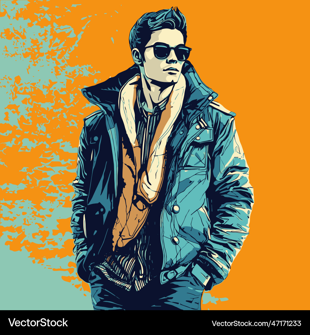 Male pin-up portrait Royalty Free Vector Image