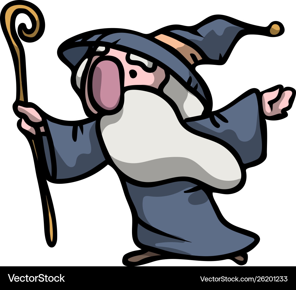 Medieval magician senior man with blue hat Vector Image