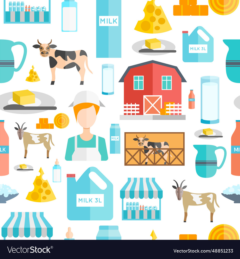 Milk seamless pattern Royalty Free Vector Image