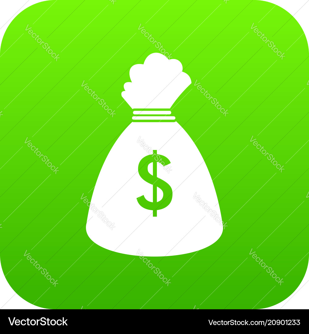 Money bag icon digital green Royalty Free Vector Image