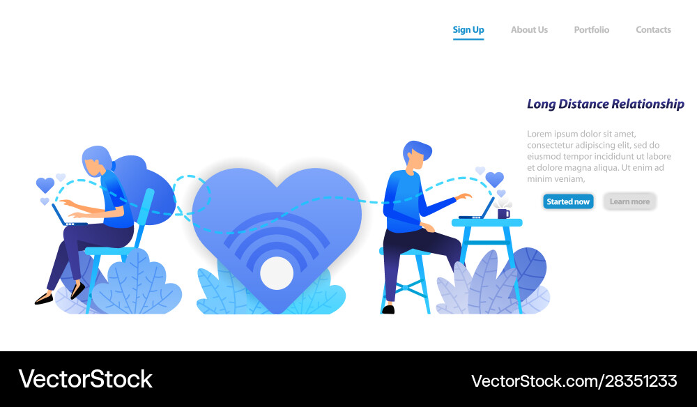 Send chat big love messages from long distance Vector Image