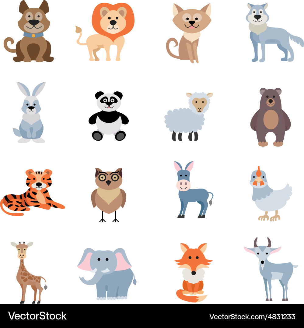 Wild And Home Animals Set Royalty Free Vector Image