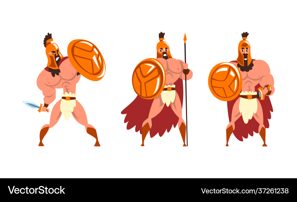 Ancient warrior character in armour fighting Vector Image