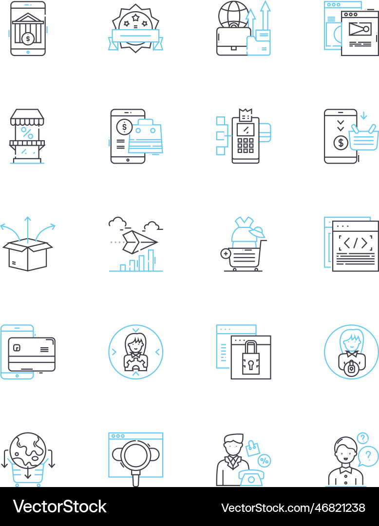 Barter goods linear icons set trading exchange Vector Image