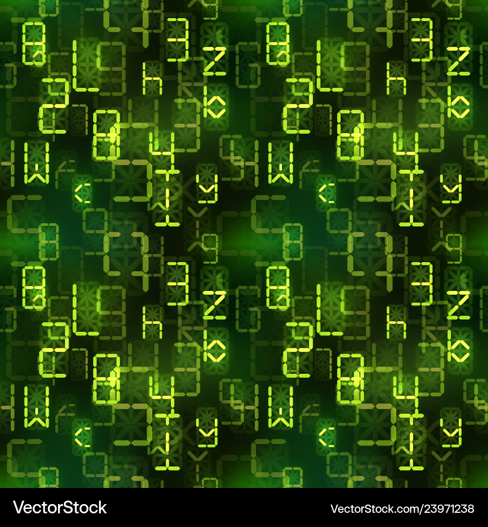 Bright green digital retro electronic led signs Vector Image