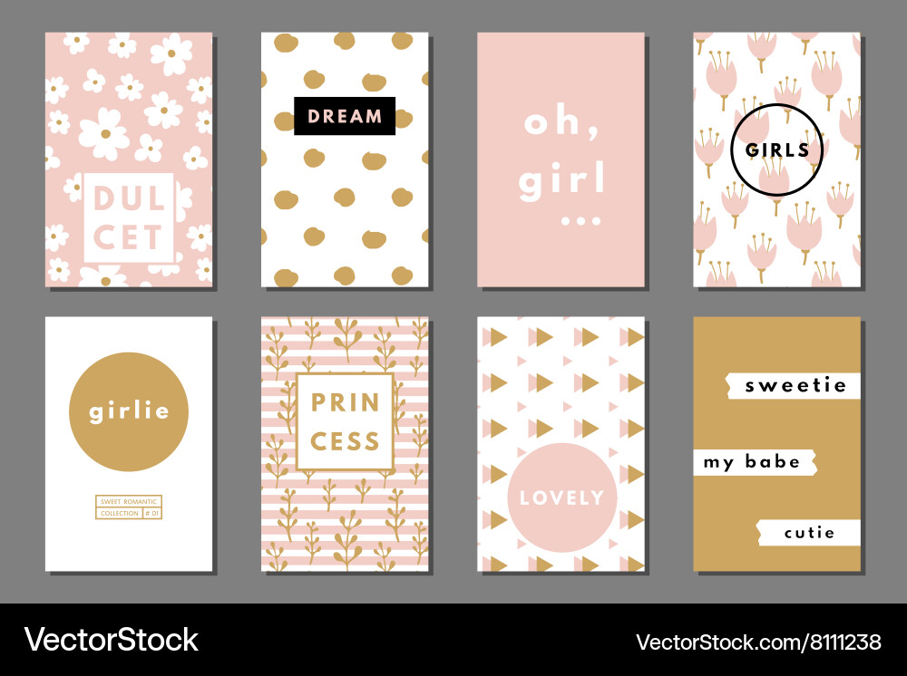 Creative girlie cards Royalty Free Vector Image