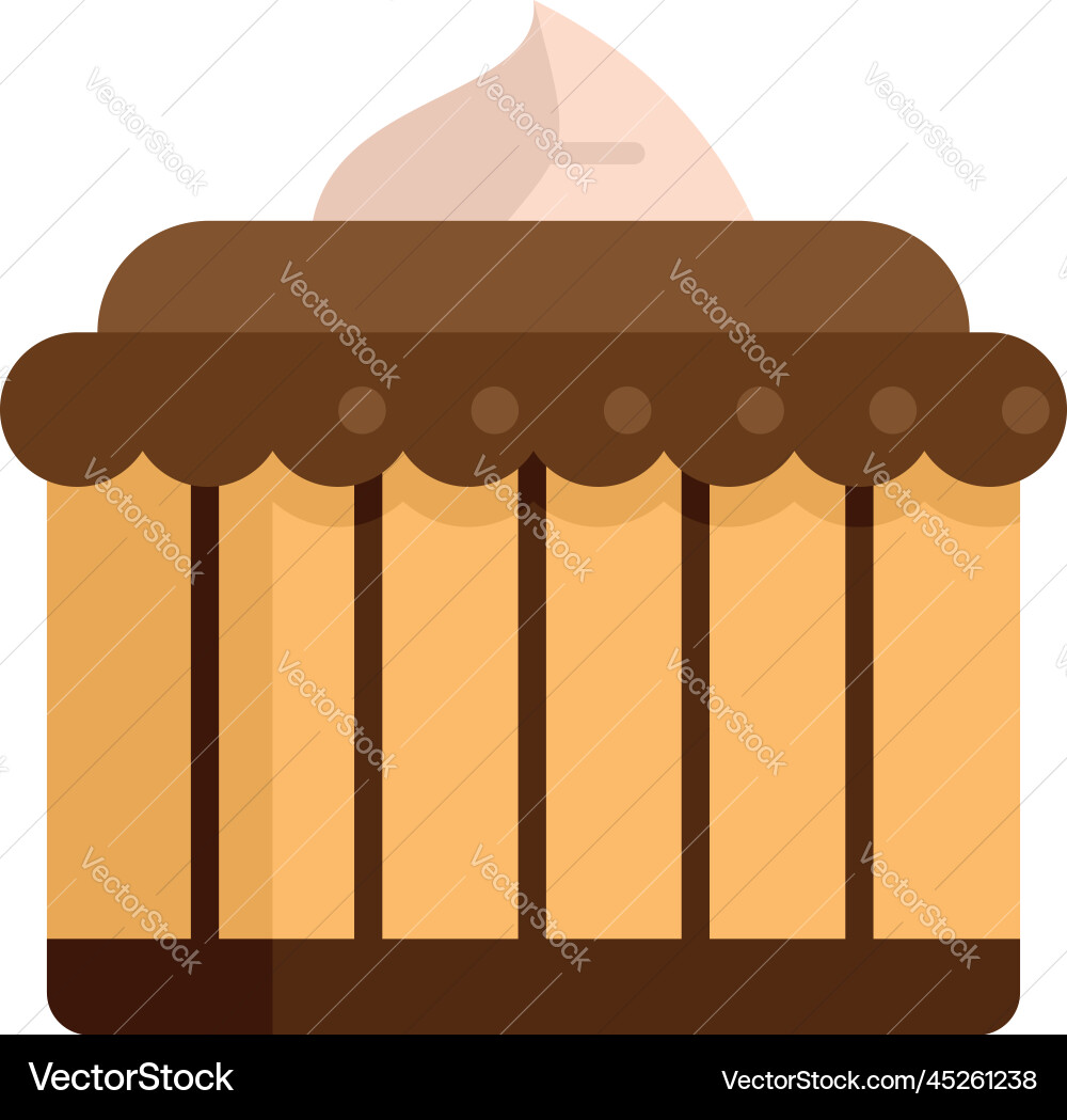 Cute cake icon flat happy party Royalty Free Vector Image