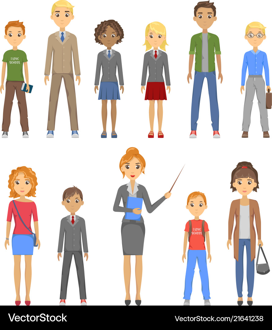 Group of pupils different races Royalty Free Vector Image