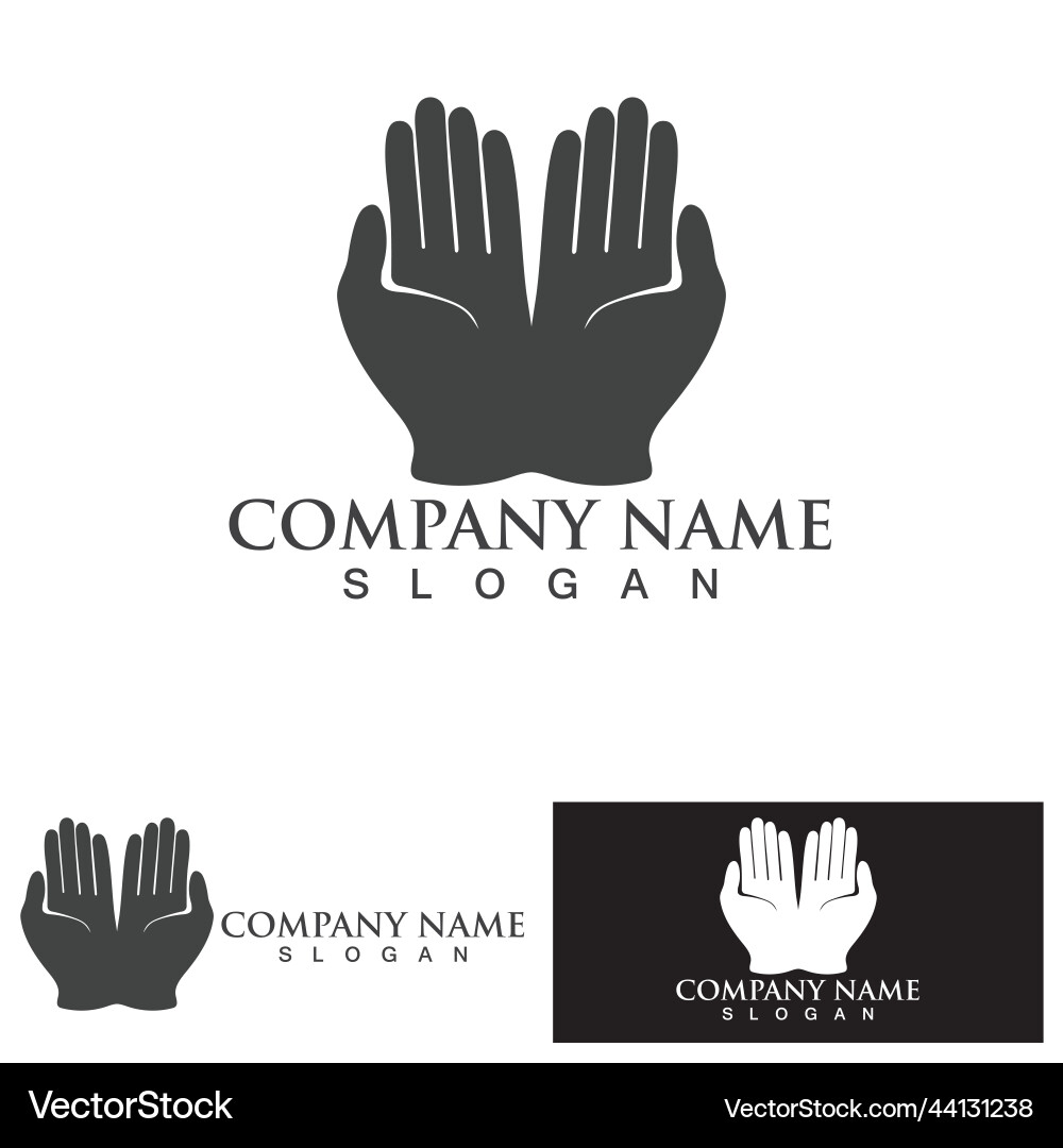 Hand hope logo and symbol template Royalty Free Vector Image