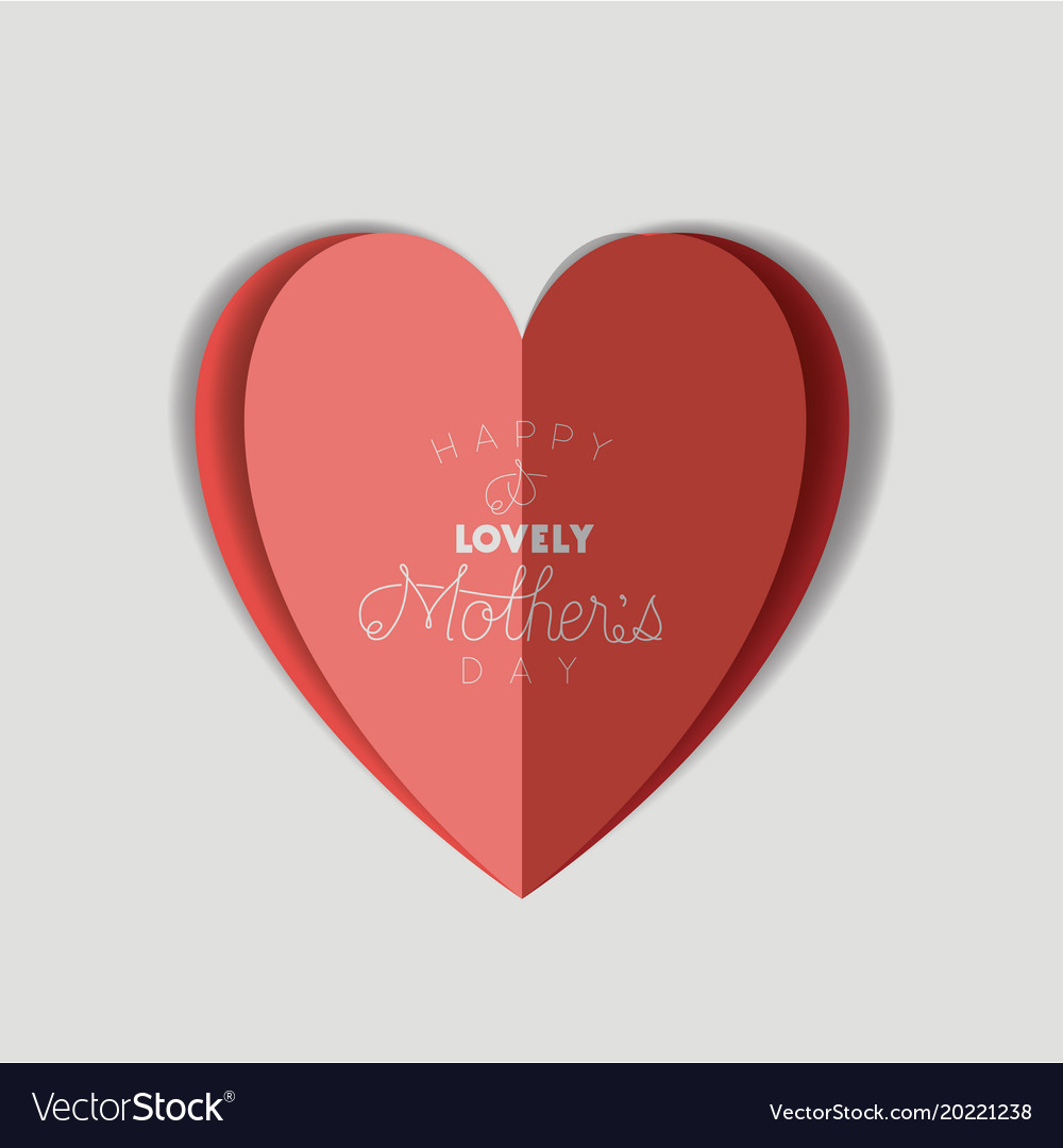 Happy mothers day with heart card Royalty Free Vector Image