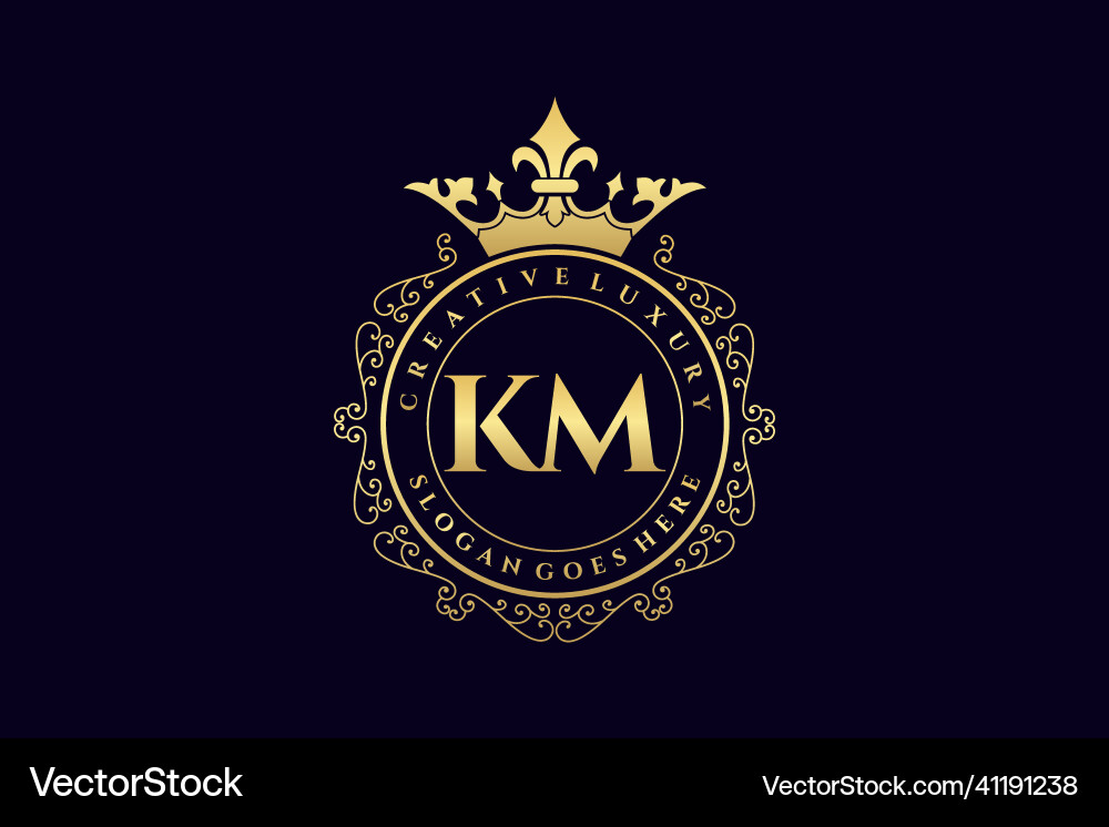 Km initial letter luxury calligraphic feminine Vector Image