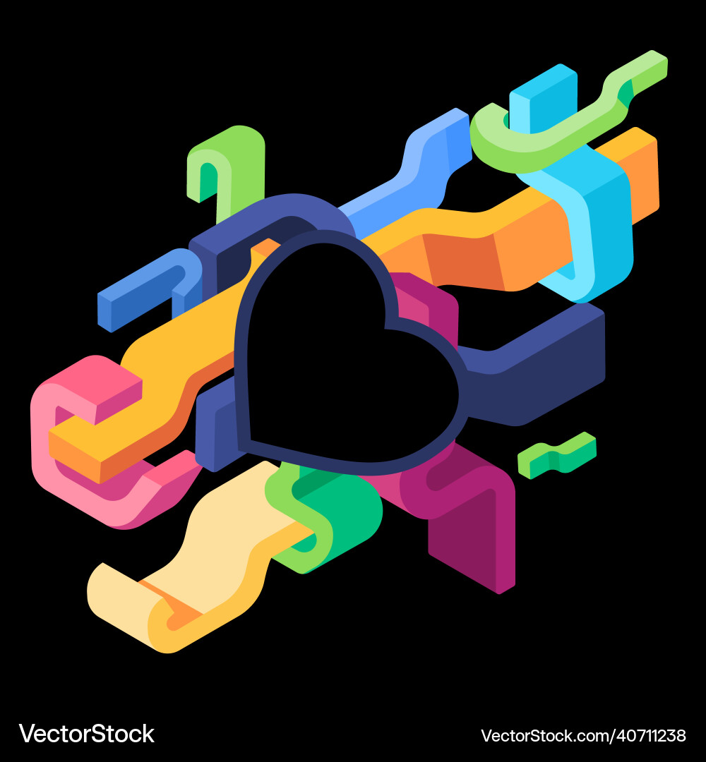 Love shape icon romantic hollow dark heart Vector Image