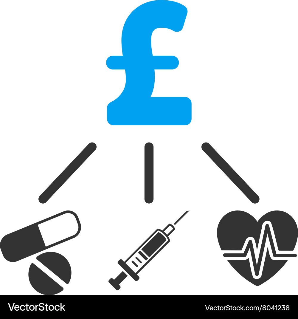 Medical pound budget flat icon symbol Royalty Free Vector
