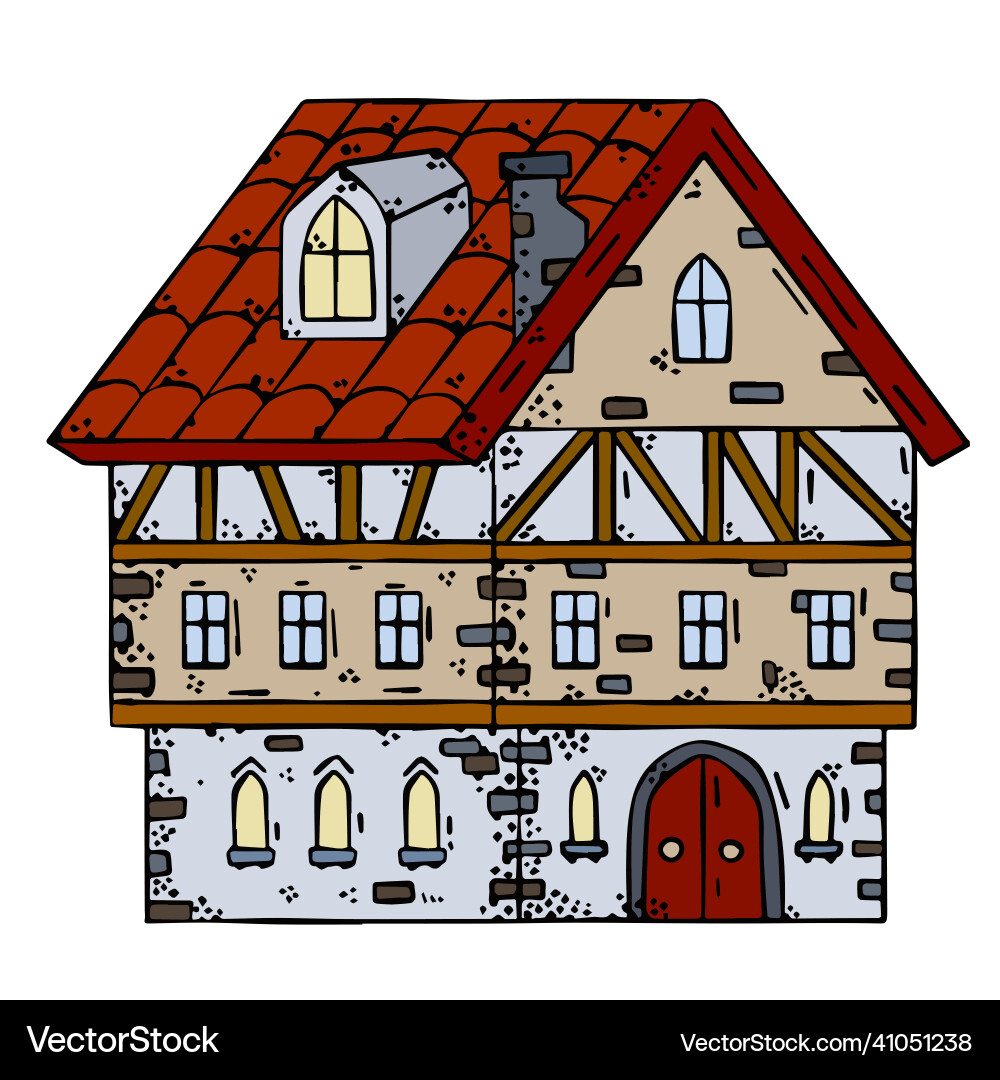 Medieval house village building Royalty Free Vector Image