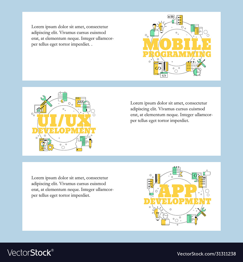 Mobile programming ui ux development and app Vector Image