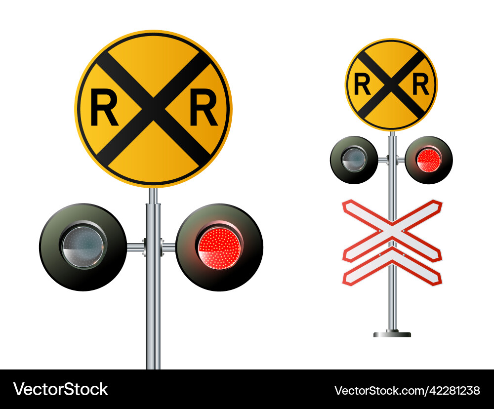 Railway signs set isolated on a white background Vector Image