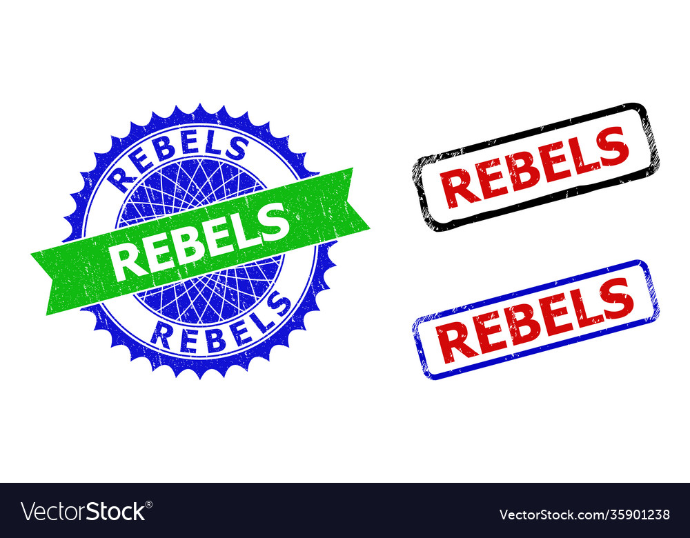 Rebels rosette and rectangle bicolor watermarks Vector Image