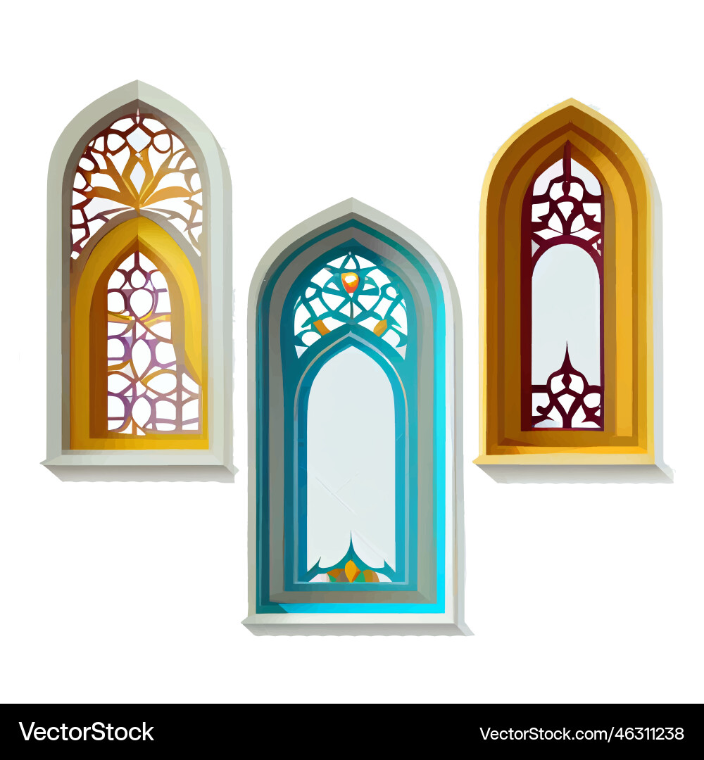 Set of islamic style window Royalty Free Vector Image