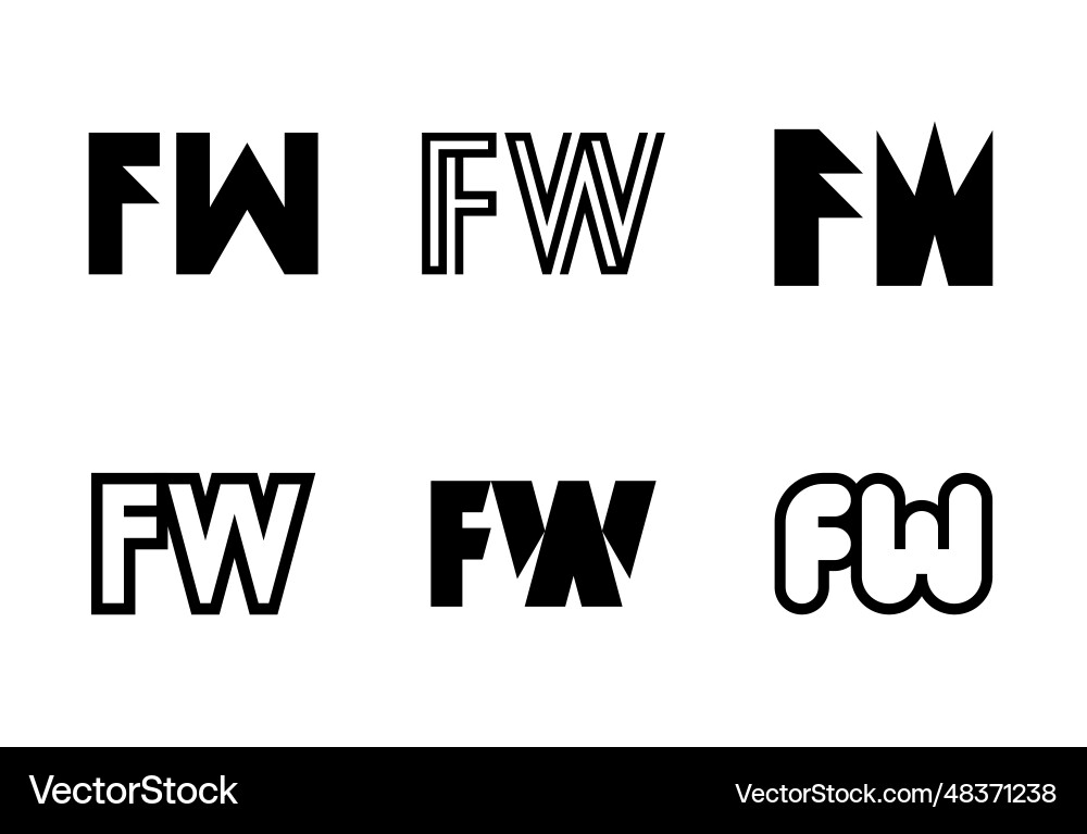 Set of letter fw logos Royalty Free Vector Image