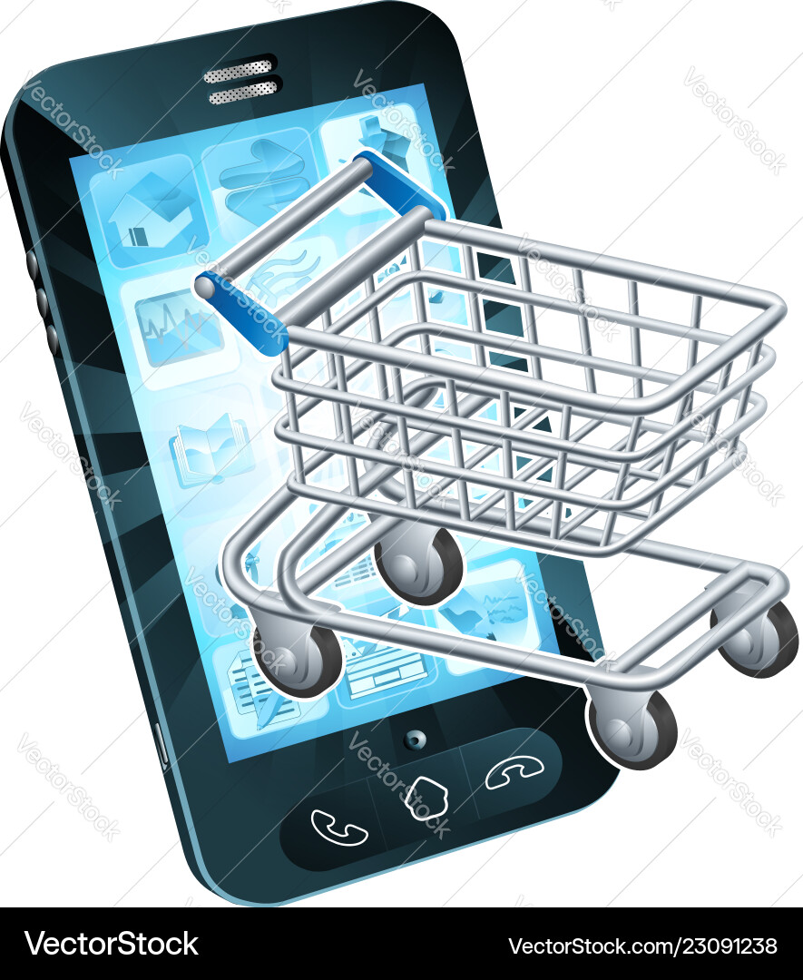 Shopping cart cell phone Royalty Free Vector Image