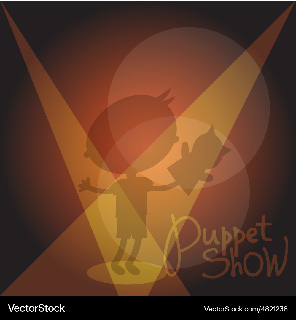 Small kids with hand puppet toy Royalty Free Vector Image