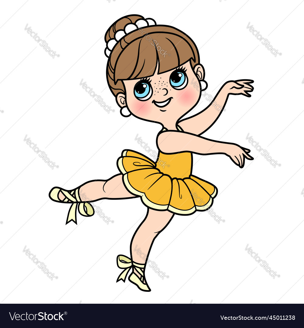 Ute Cartoon Little Ballerina Girl Dancing On One Vector Image