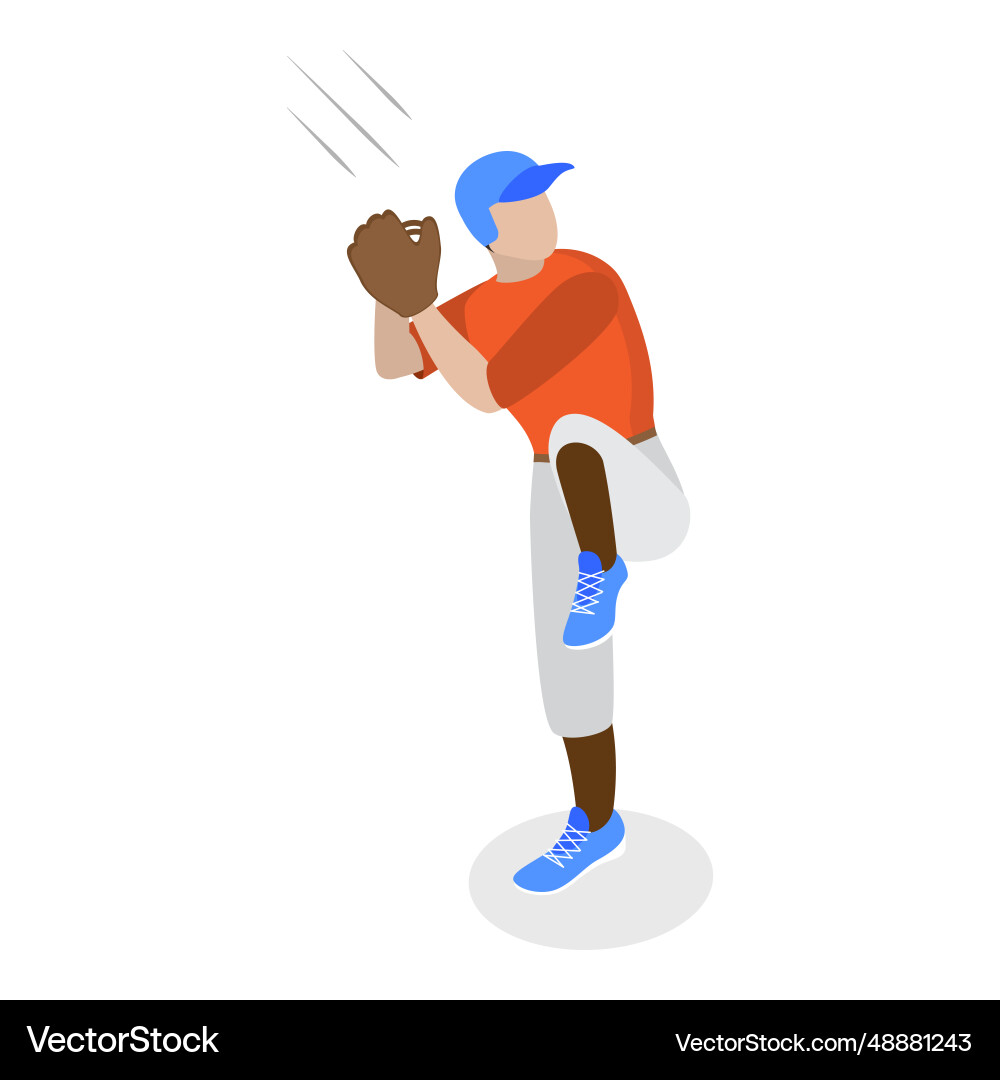 3d isometric flat set of baseball players Vector Image