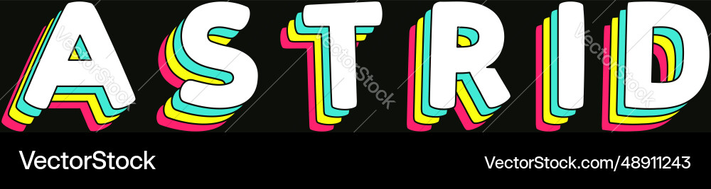Astrid - retro rainbow typography faded style Vector Image