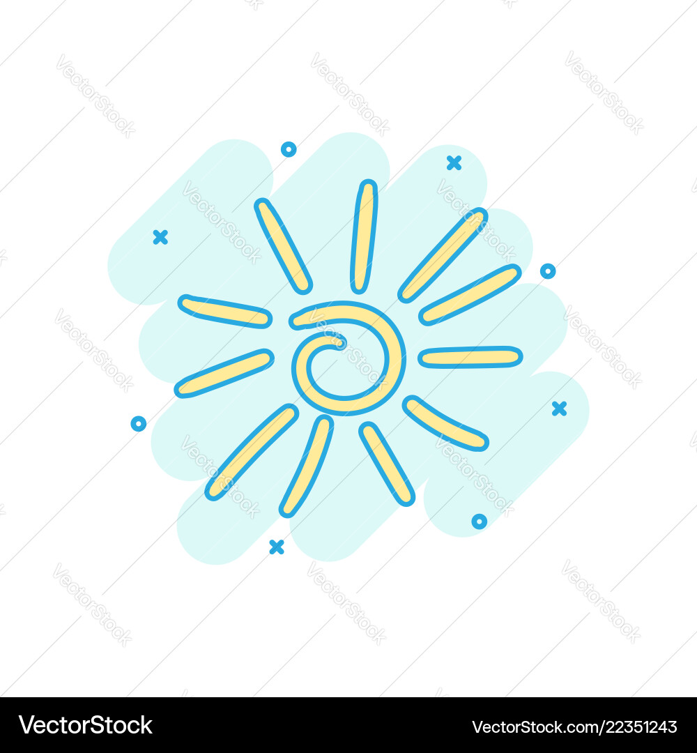 Cartoon colored hand drawn sun icon in comic Vector Image
