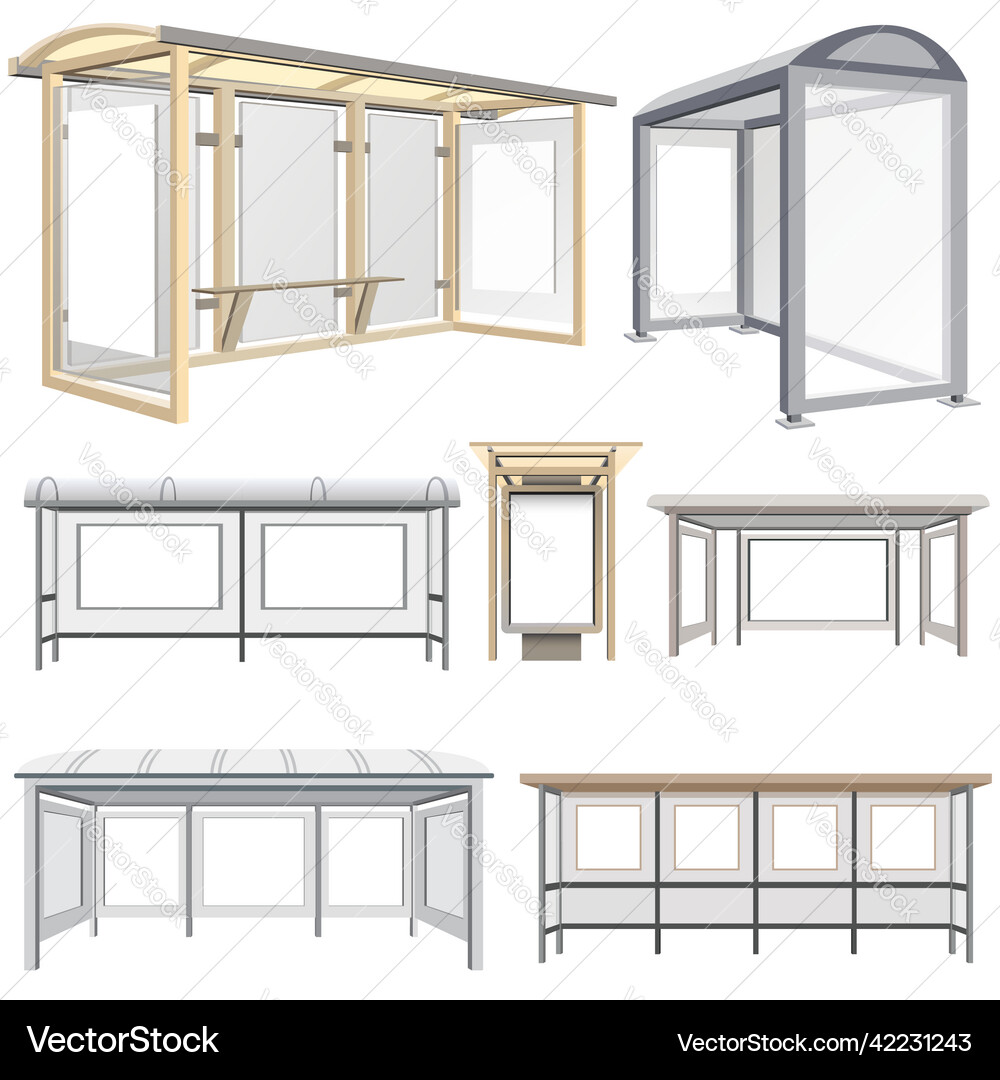 Collection of bus stations advertisement Vector Image