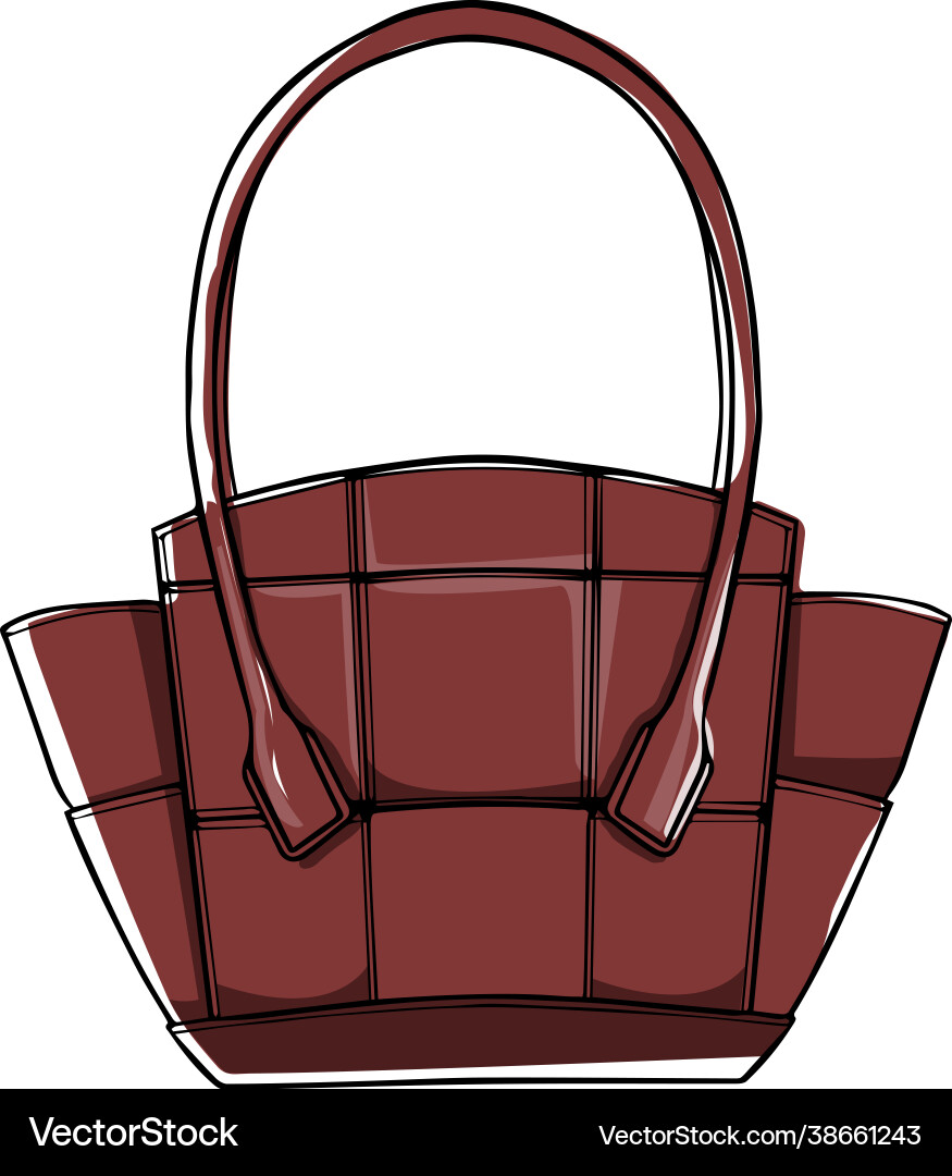 Fashionable leather handbag with rounded handle Vector Image