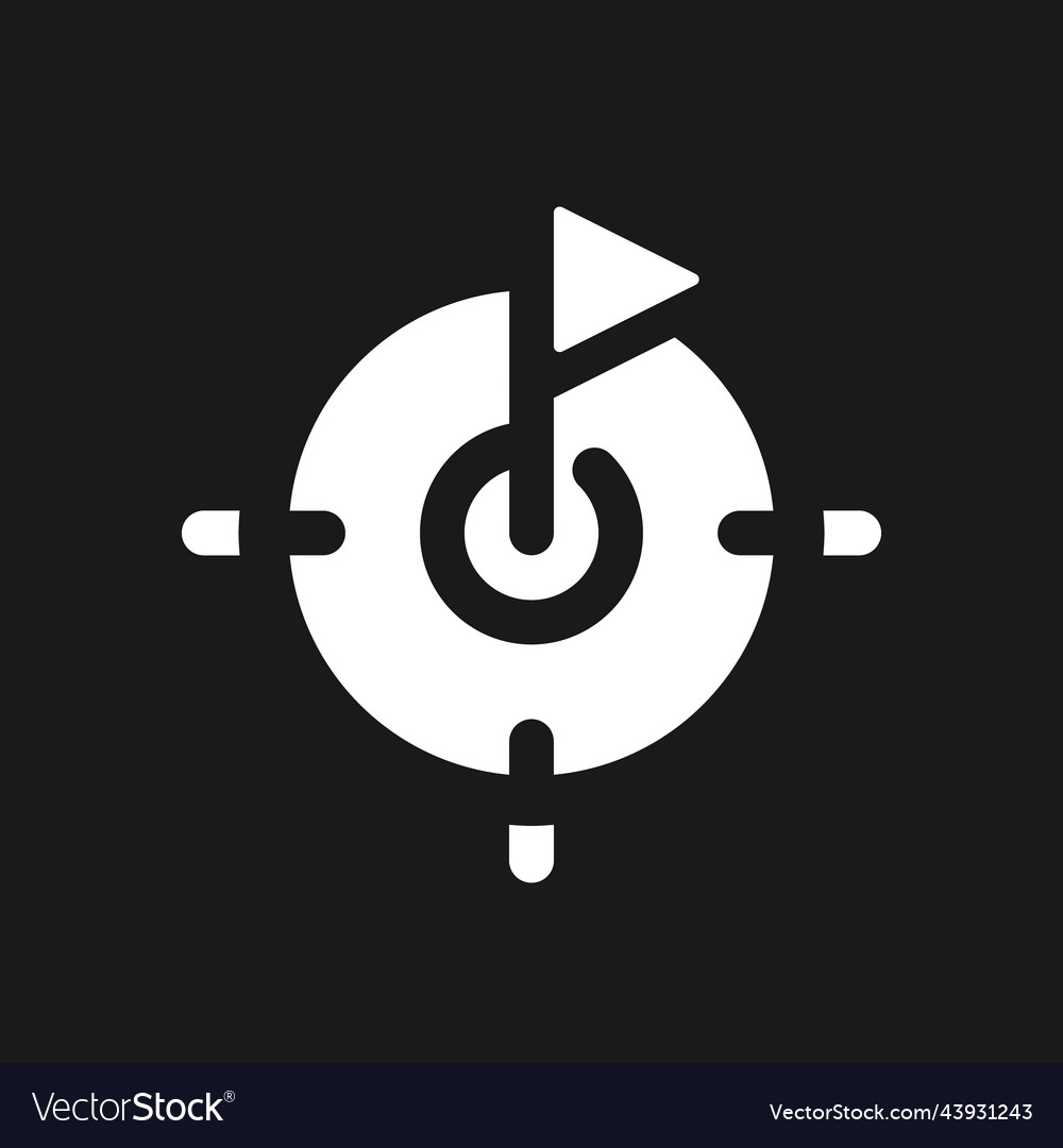 Goal setting dark mode glyph ui icon Royalty Free Vector