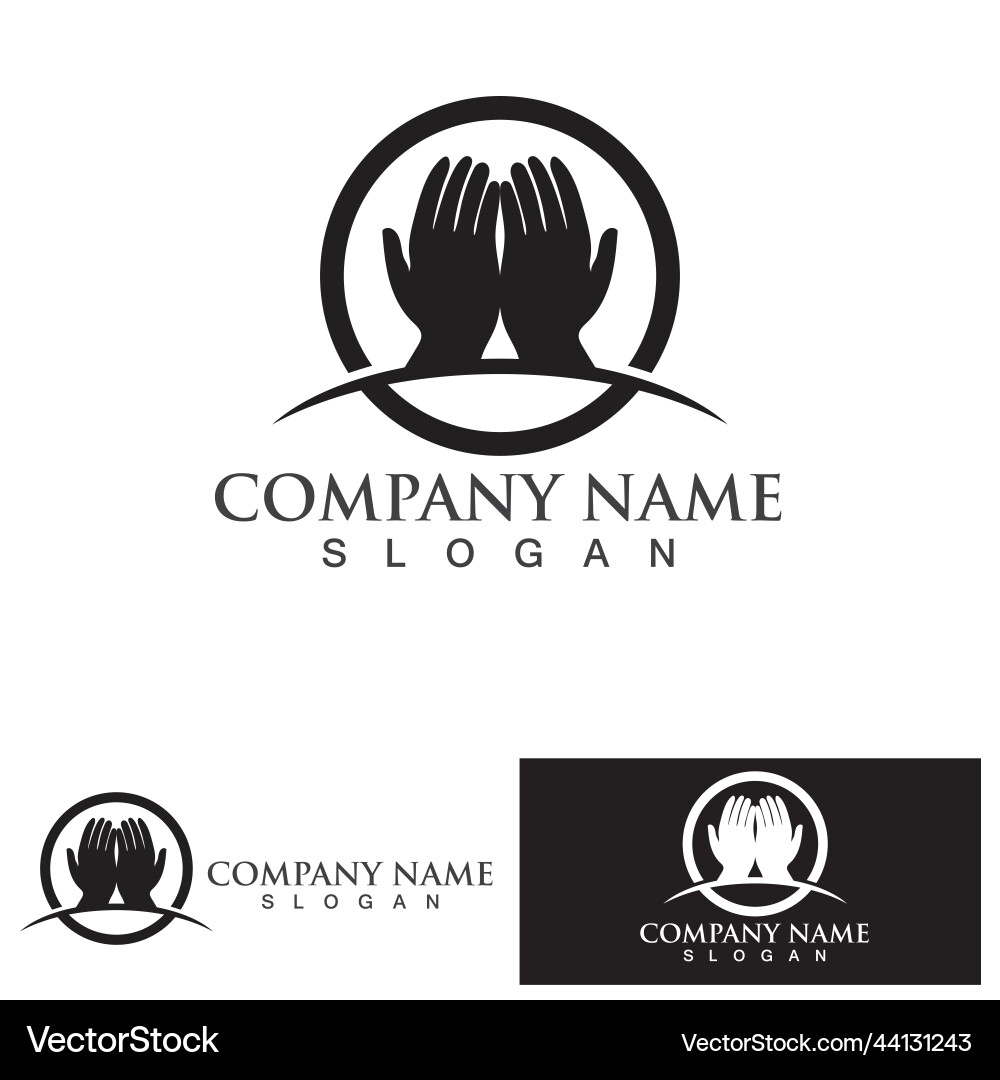 Hand hope logo and symbol template Royalty Free Vector Image