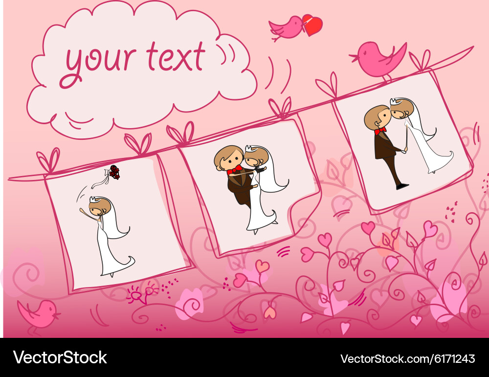 Invitation card groom and bride Royalty Free Vector Image