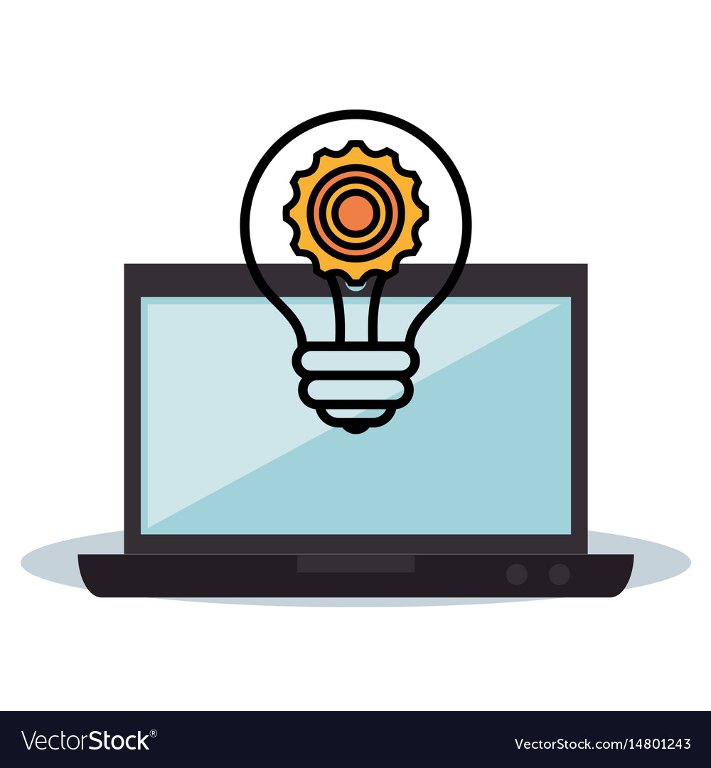 Laptop and light bulb design Royalty Free Vector Image