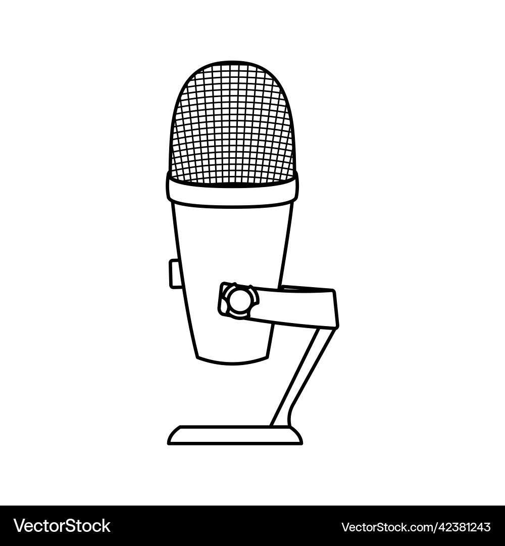 Microphone icon in outline style on a white Vector Image
