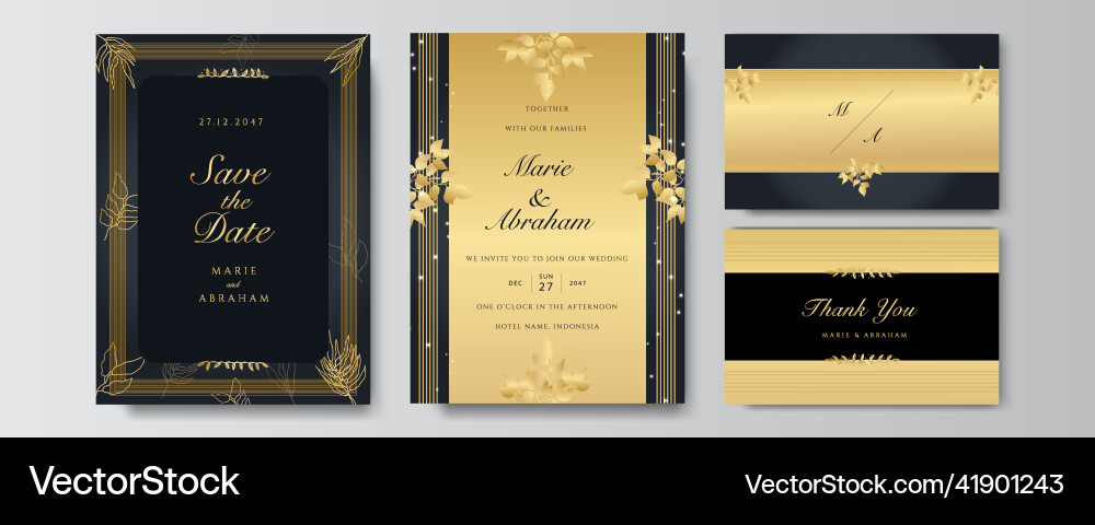 Modern elegant golden black wedding invitation Vector Image