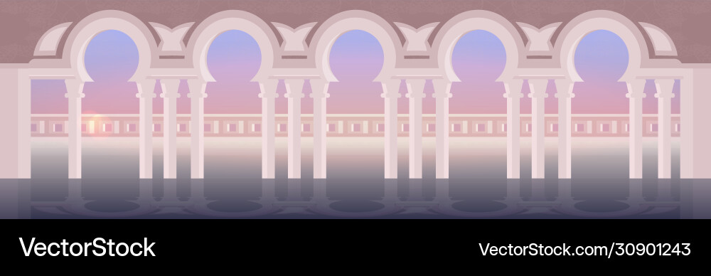 Nabawi mosque building architecture exterior Vector Image