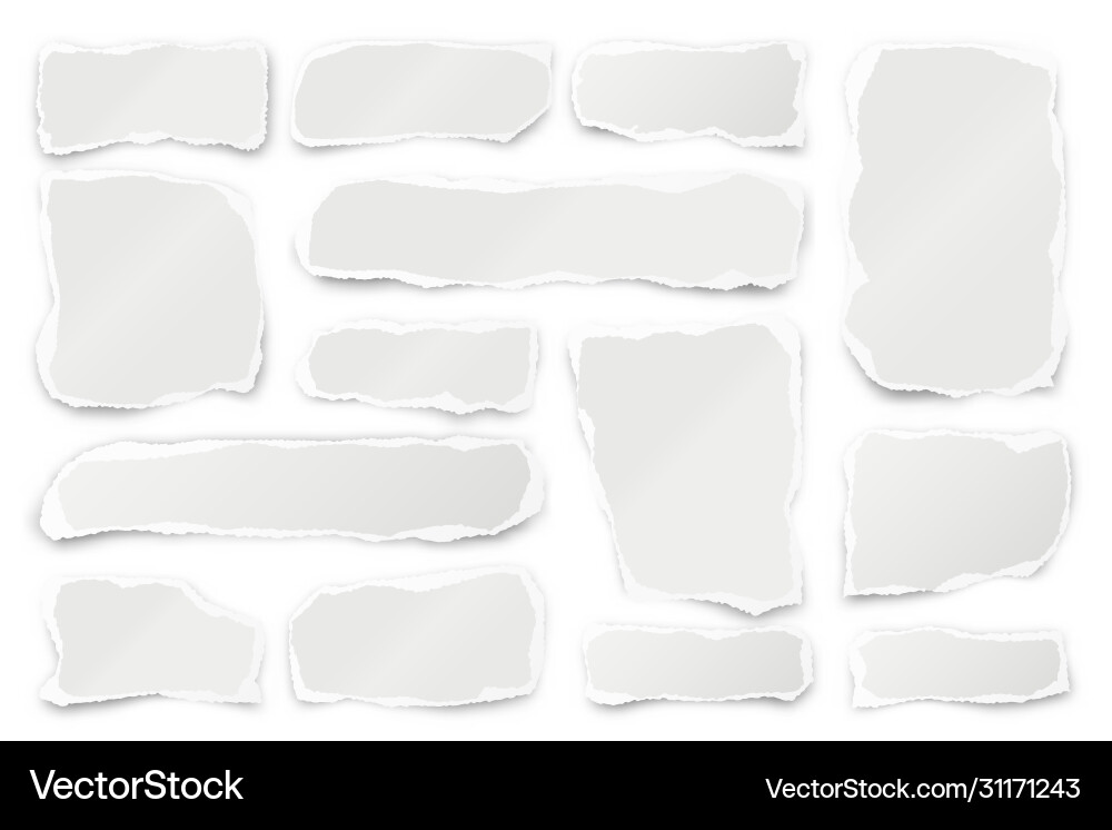Ripped paper strips realistic crumpled paper Vector Image