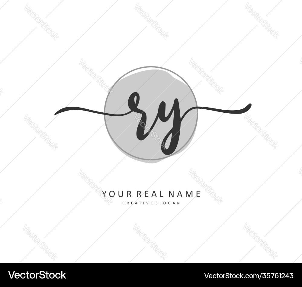 Ry initial letter handwriting and signature logo Vector Image