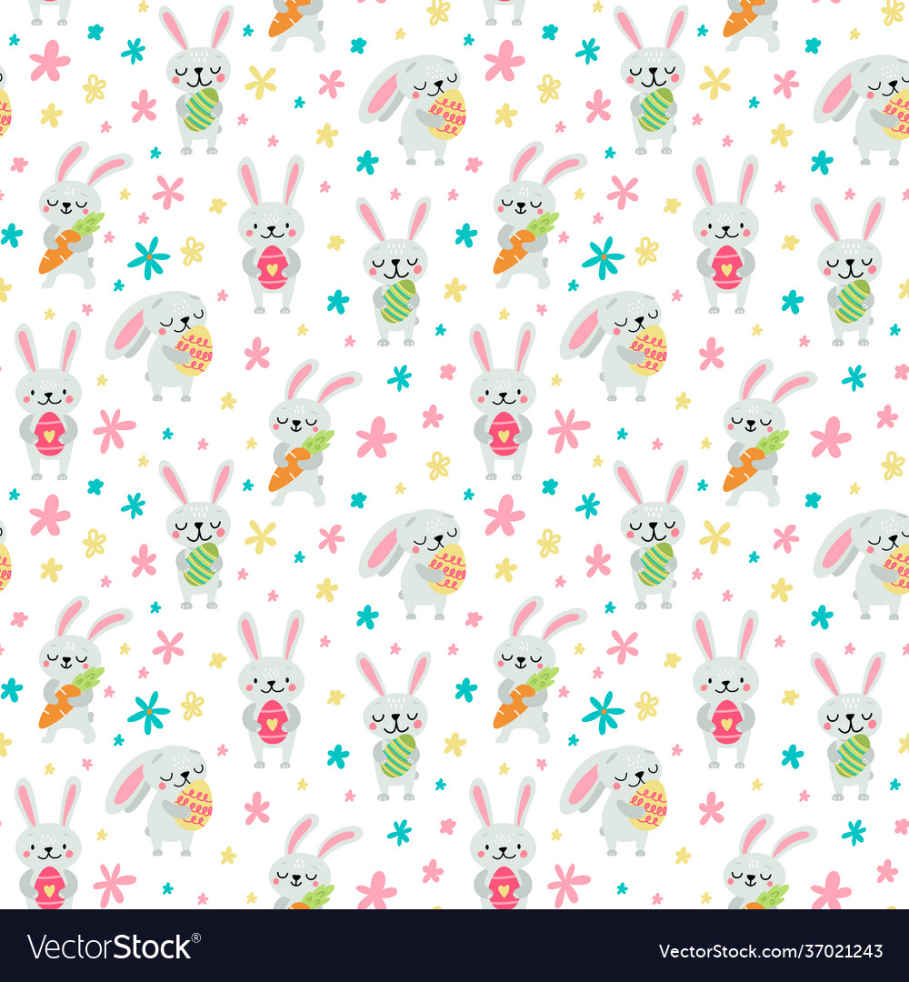 Seamless pattern for easter with rabbits Vector Image