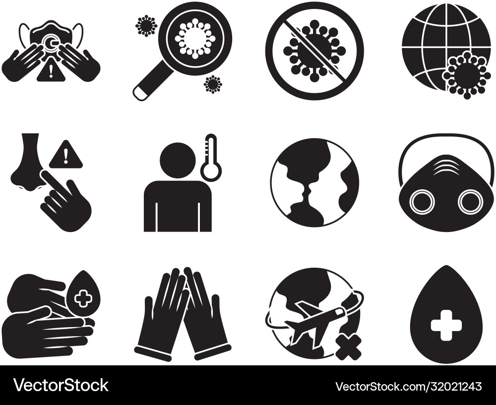 Set icons prevention protection coronavirus Vector Image