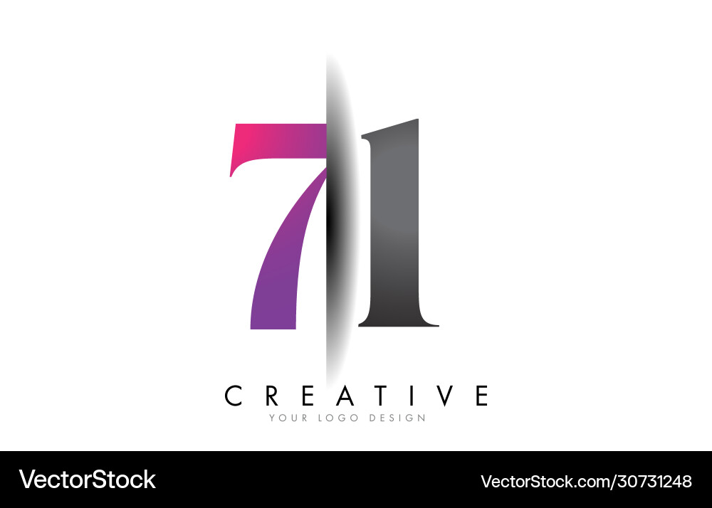 71 7 1 grey and pink number logo with creative Vector Image