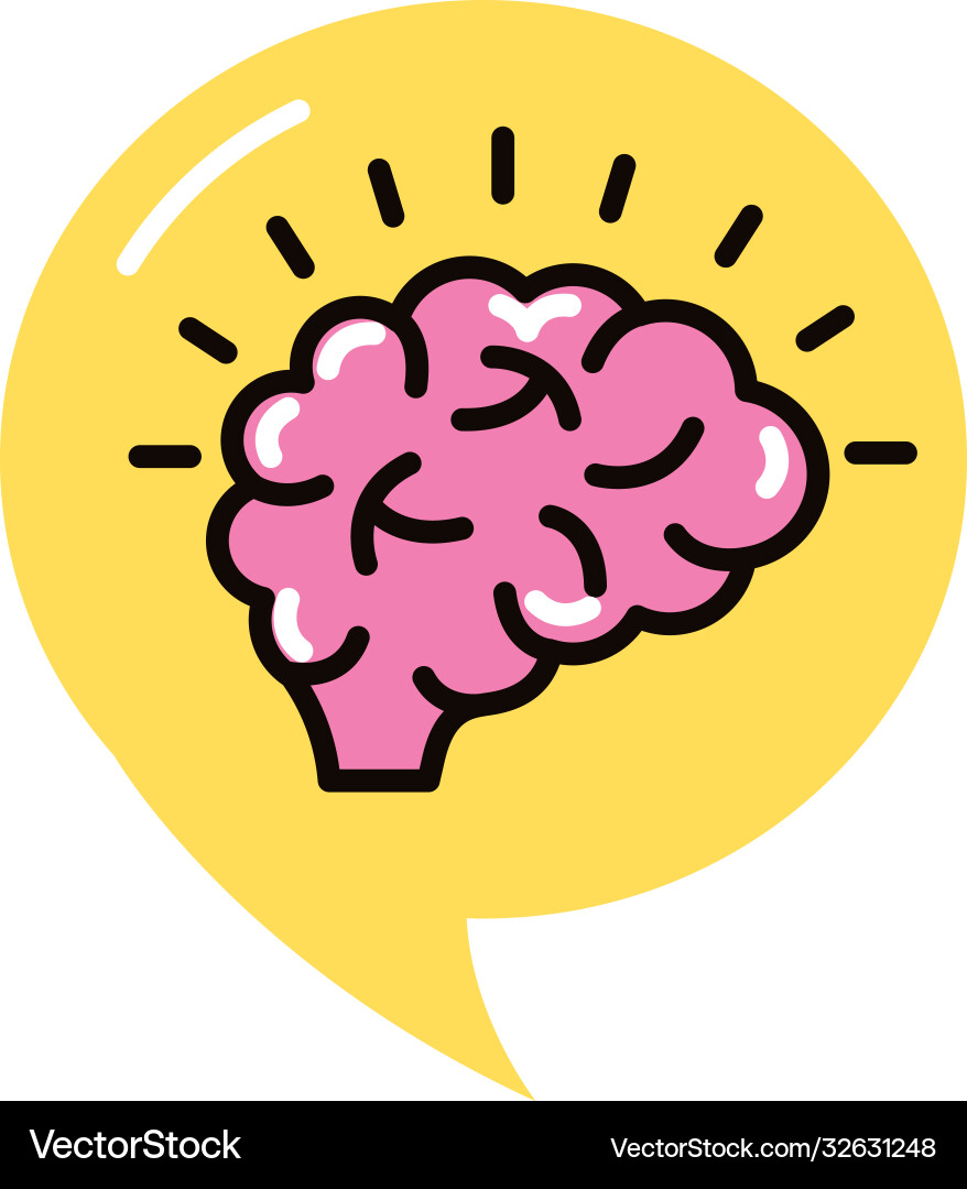 Brain human in speech bubble line and fill style Vector Image