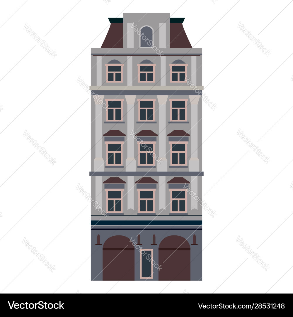 Cartoon classic flat colorful building facade Vector Image